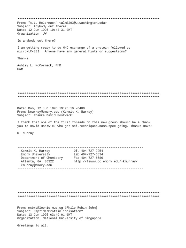 1995 | PDF | Signal To Noise Ratio | Mass Spectrometry