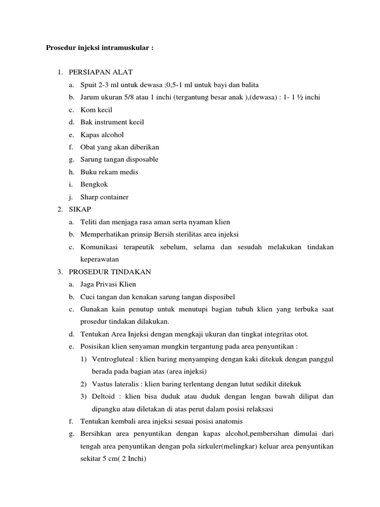 Prosedur Injeksi Intramuskular | PDF