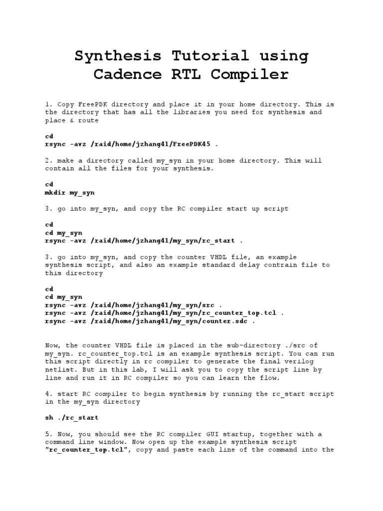 Synthesis Tutorial Using Cadence RTL Compiler | PDF