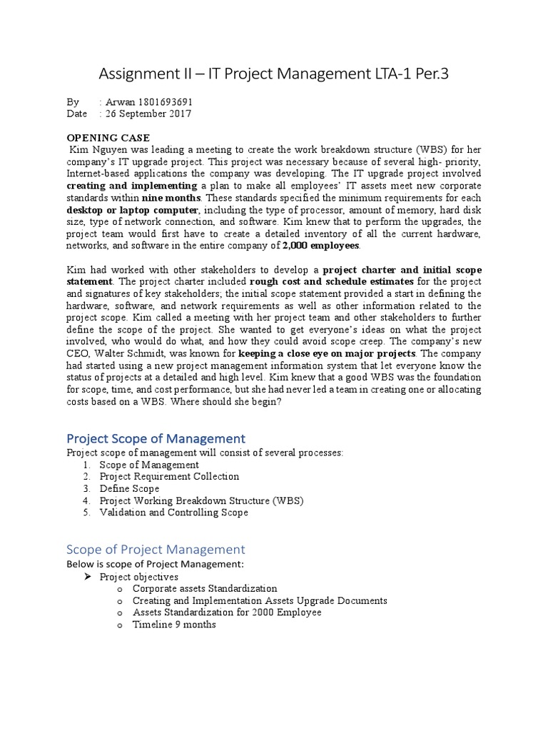 IT Project Management Scope Overview | PDF | Project Management | Computing