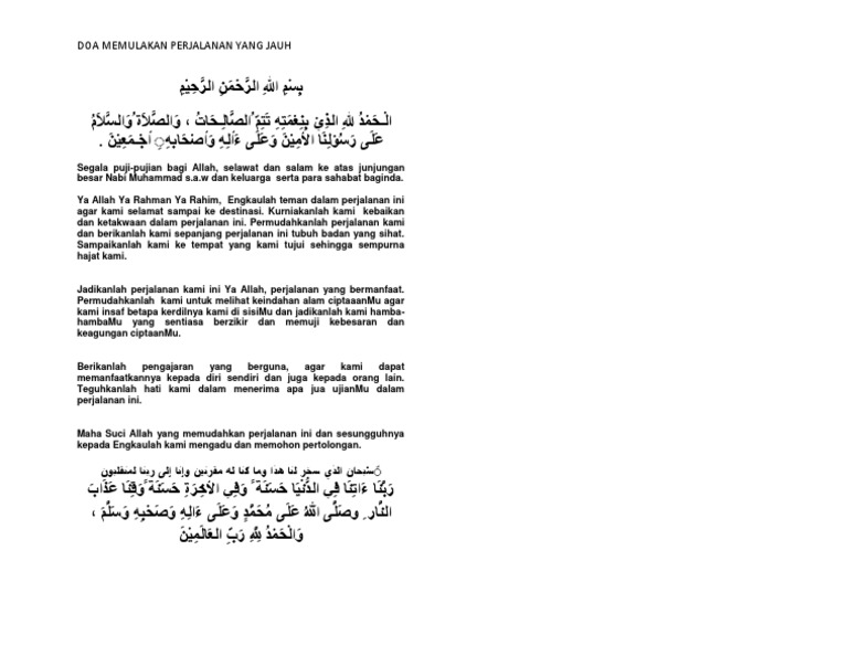 Doa Memulai Perjalanan Jauh | PDF | Agama & Spiritualitas