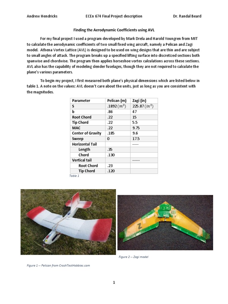 Aerodynamic Coefficients via AVL Analysis | PDF | Lift (Force ...