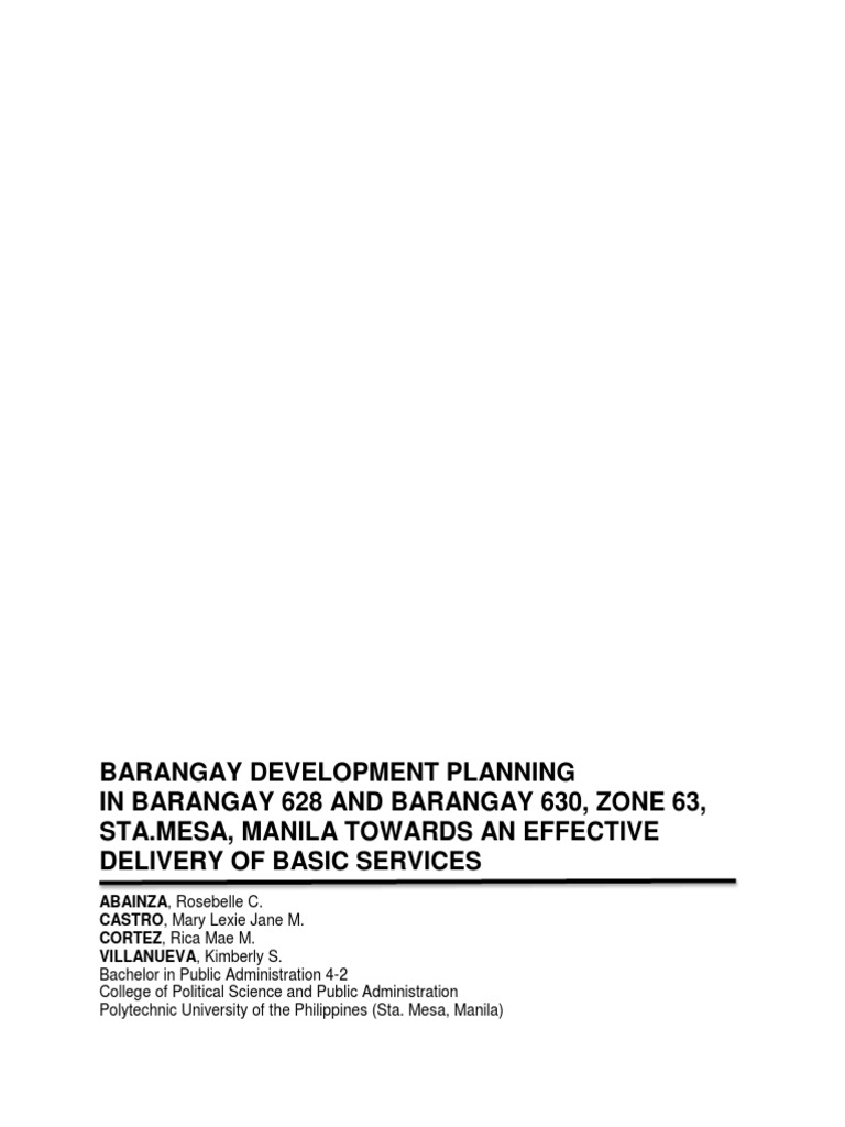 Barangay Development Plan | PDF | Survey Methodology | Questionnaire