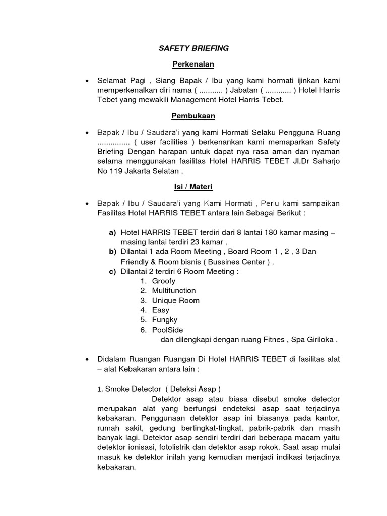 Safety Briefing | PDF