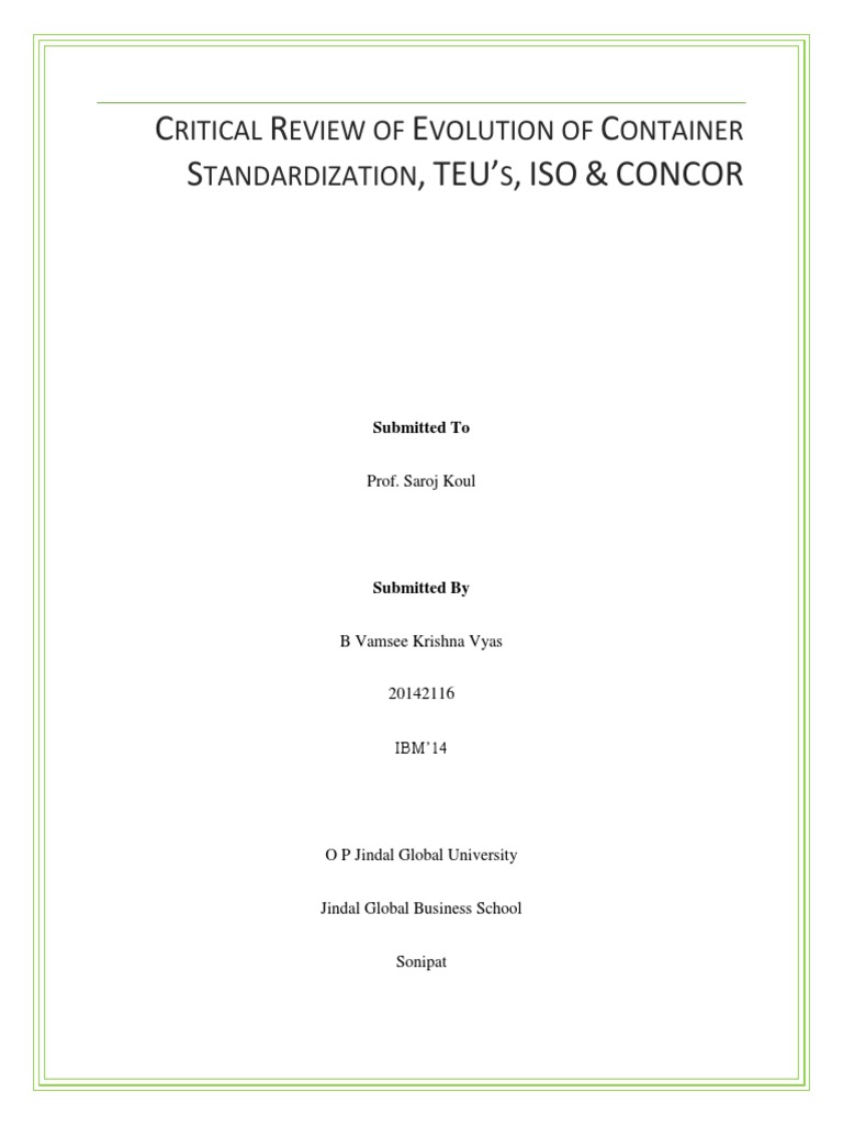 Logistics - Container Standardization | PDF | Containerization | Cargo