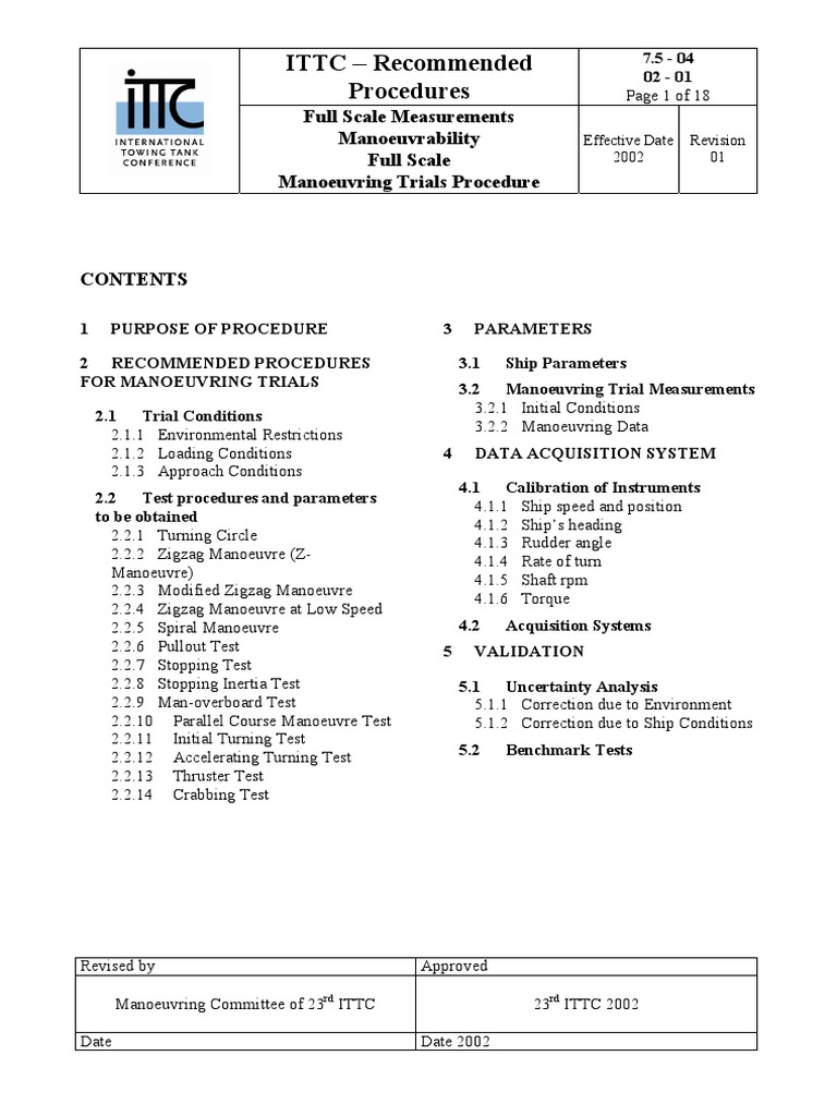 ITTC - Recommended Procedures: Full Scale Measurements Manoeuvrability ...