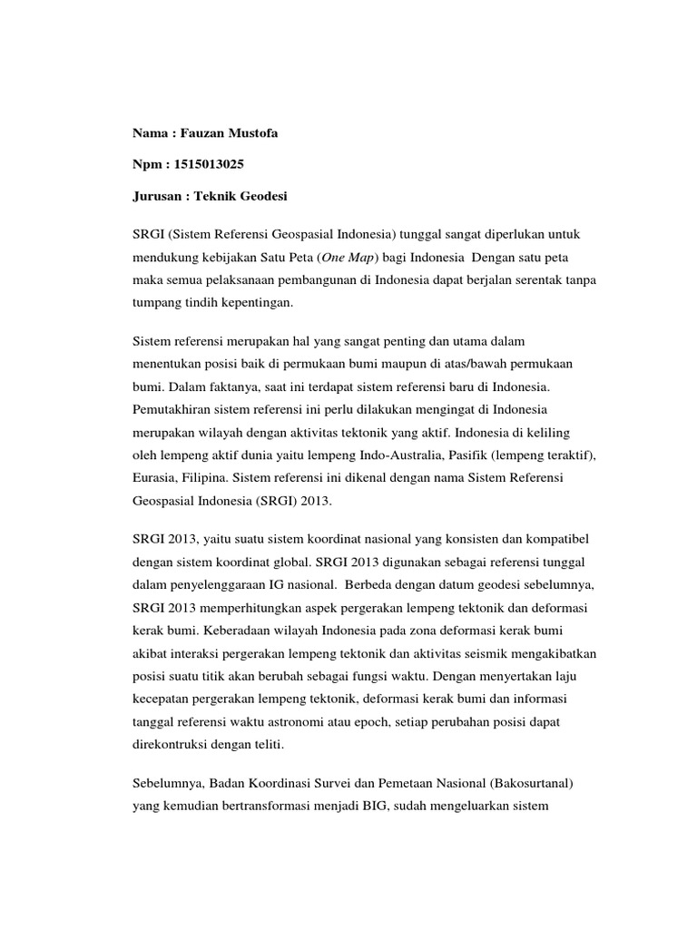 SRGI 2013: Sistem Referensi Geospasial Indonesia | PDF | Teknologi ...