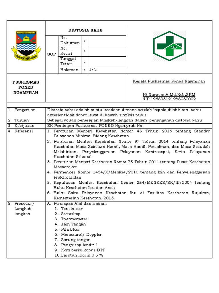 Sop Distosia Bahu | PDF | Pengembangan Diri | Kesehatan Holistik