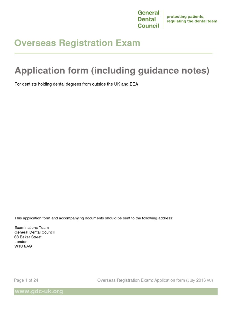 ORE Application Form (1.2MB, PDF | PDF | Dentistry | Test (Assessment)