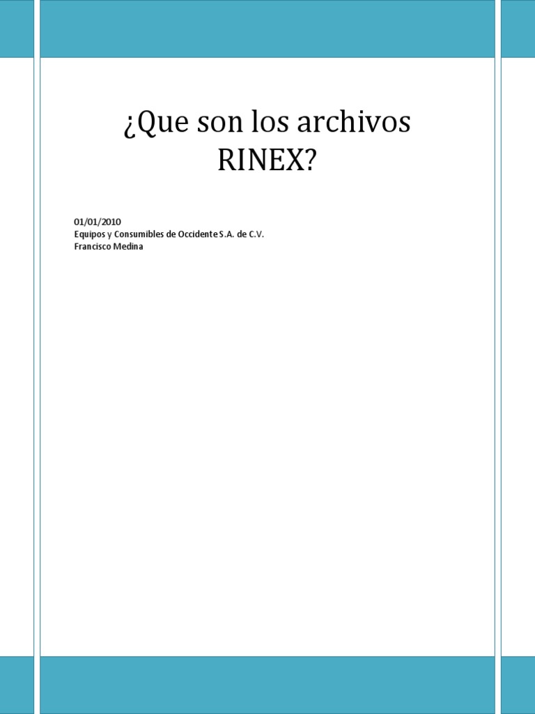 Archivos RINEX: Formato y Funciones | PDF | Sistema de Posicionamiento ...