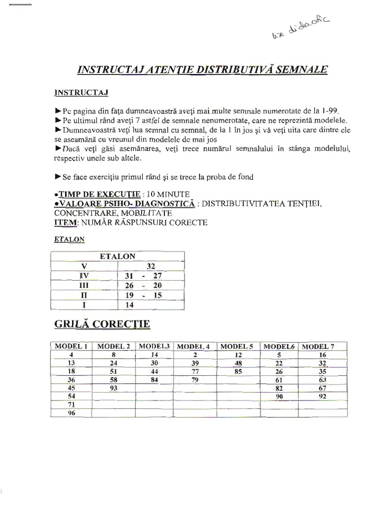 Test Atentie Distributiva Semnale PDF | PDF