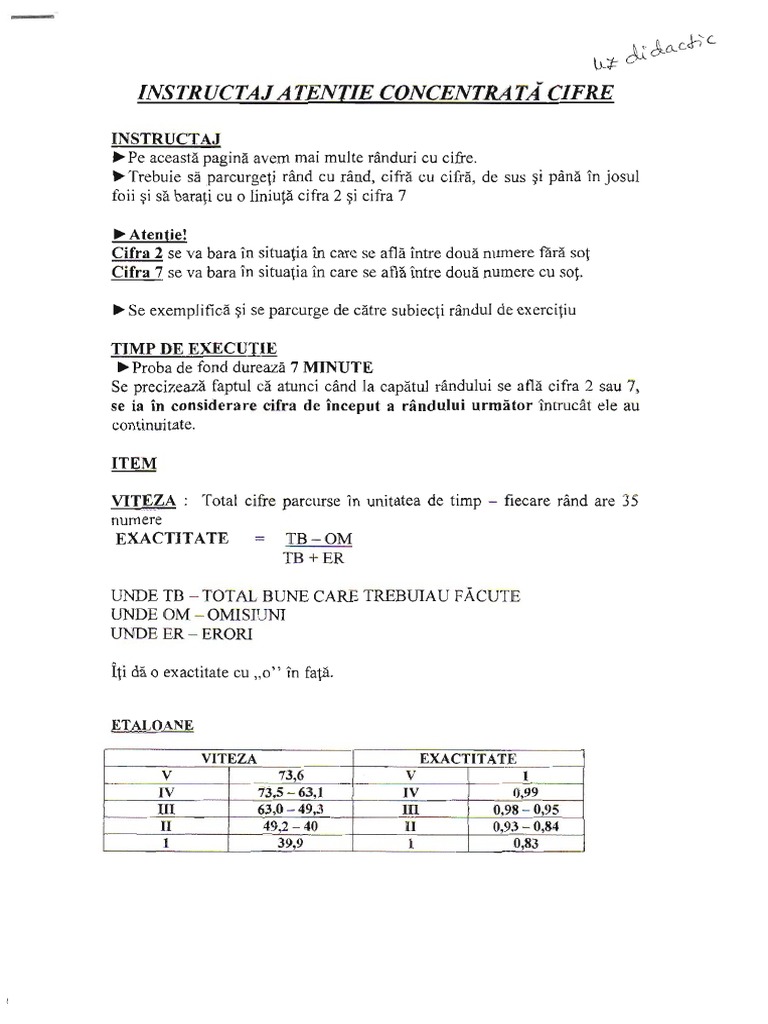 Test Atentie Concentrata Cifre PDF | PDF