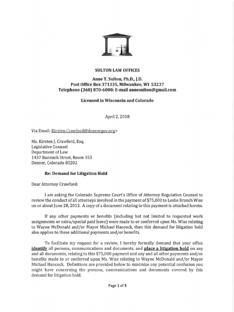 Anne Sulton Demand Letter | PDF