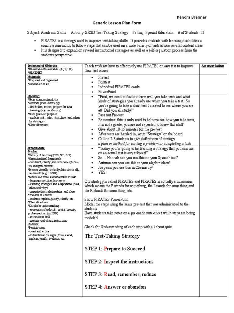 Generic Lesson Plan Form | Download Free PDF | Lesson Plan | Behaviorism