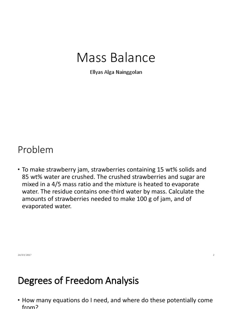 Mass Balance | PDF | Distillation | Equations