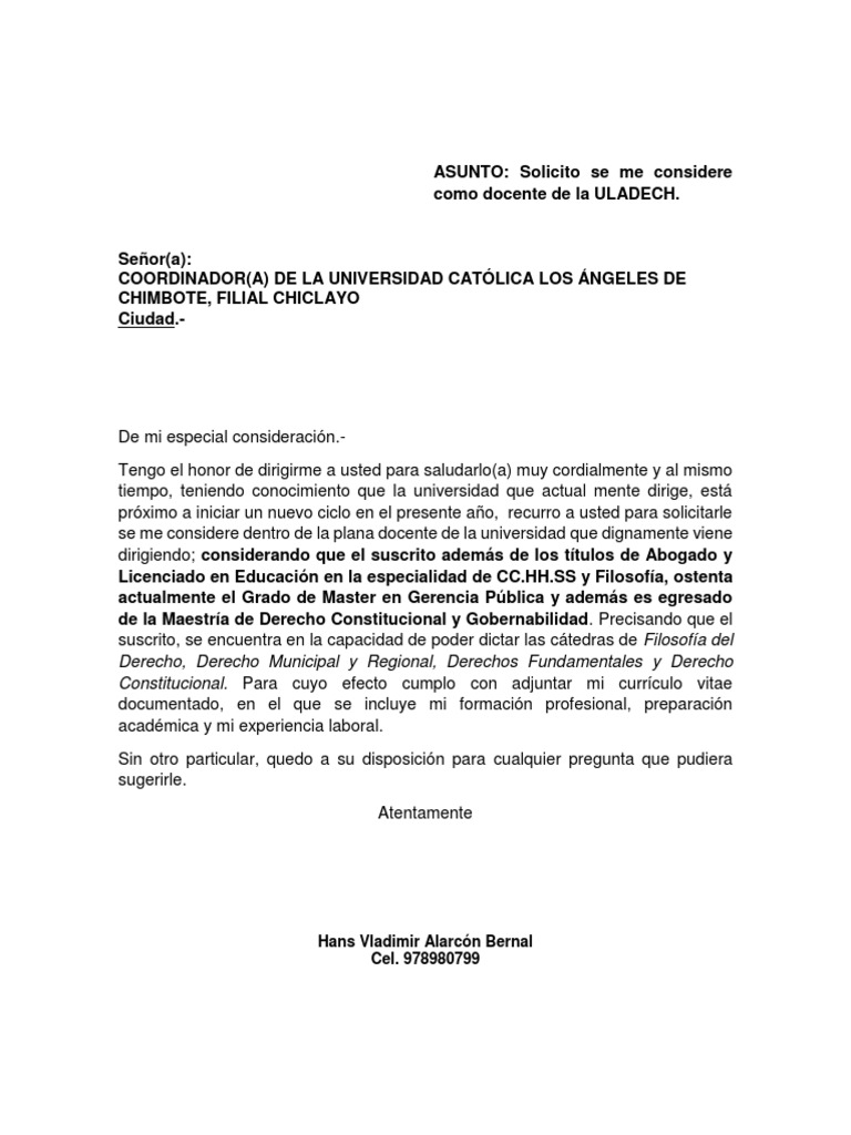 Solicitud de Catedra | PDF