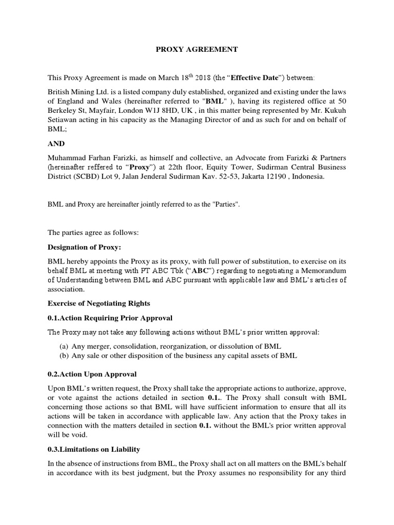 Proxy To Act | PDF | Law Of Agency | Indemnity