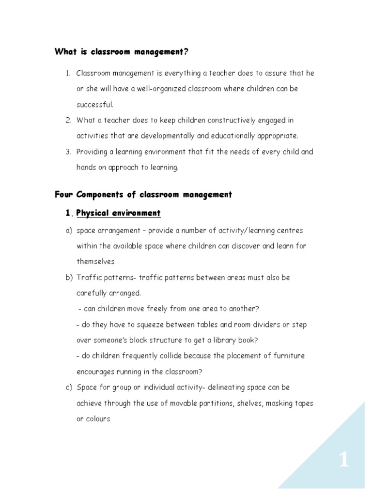 Classroommanagement Handout | PDF | Classroom Management | Classroom