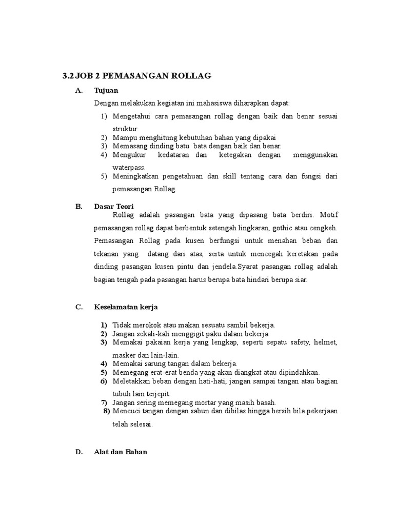 Job 2 Pemasangan Rollag | PDF