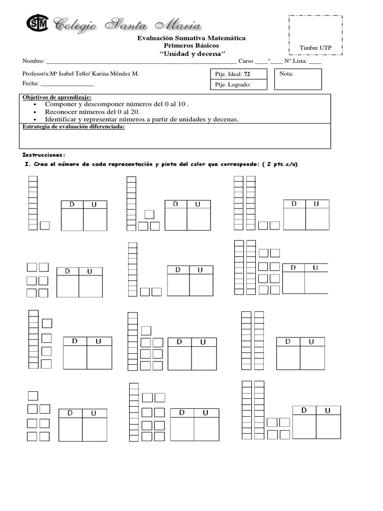 Componer y descomponer números del 0 al 10 . Reconocer números del 0 al ...