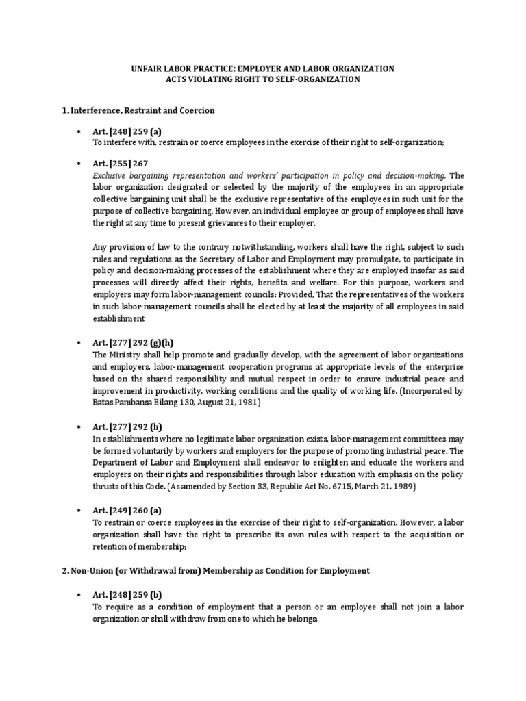 An Analysis of Unfair Labor Practices: Interference, Coercion ...