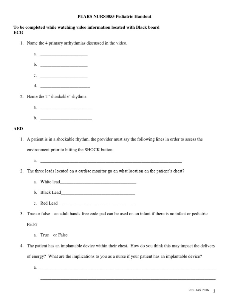 PEARS Handout 2016 | PDF | Shock (Circulatory) | Medical Emergencies