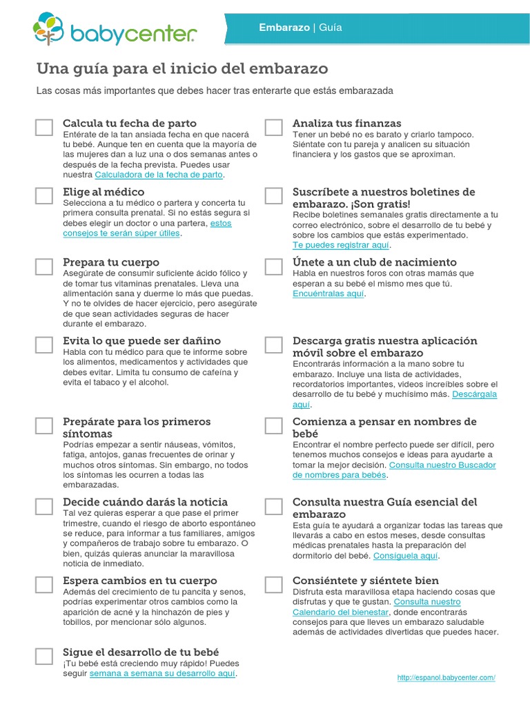 Early Pregnancy Checklist-USH | PDF | Partería | El embarazo