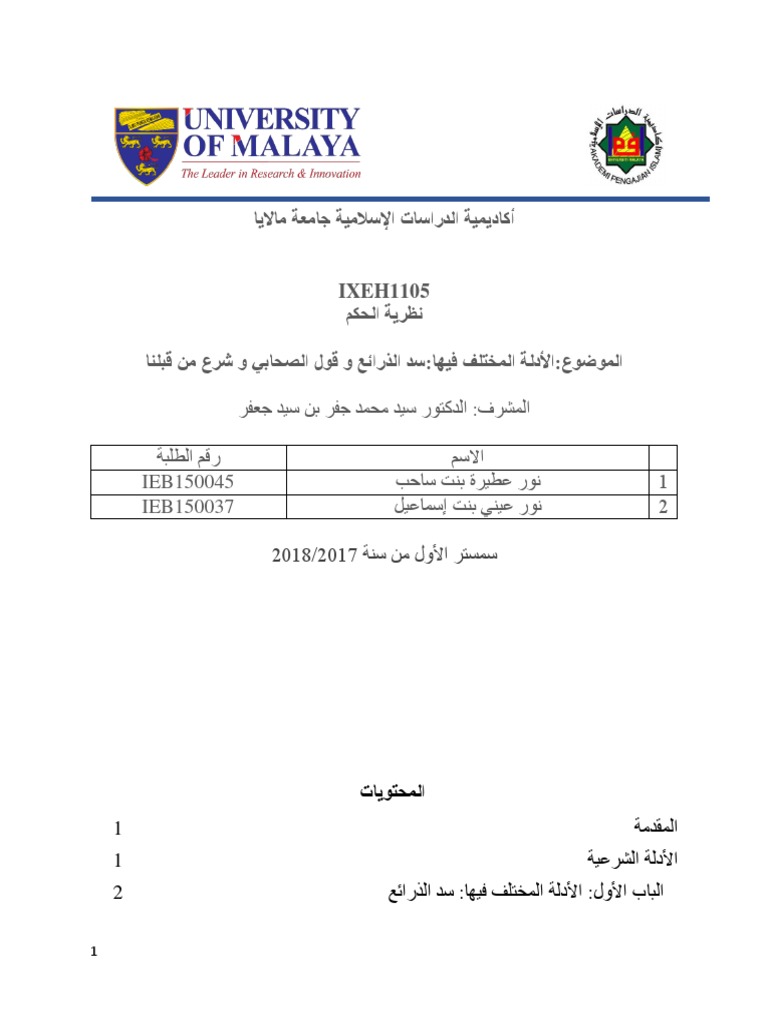 Dalil Yang Tak Disepakati - Sadd Zarai, Qaul Sahabi, Syara' Man Qablana ...