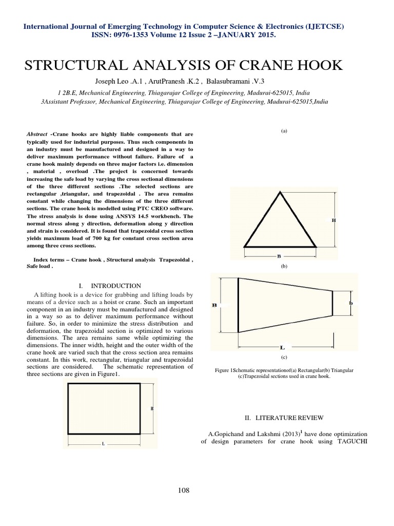 Structural Analysis of Crane Hook Cross Sections | PDF | Stress ...