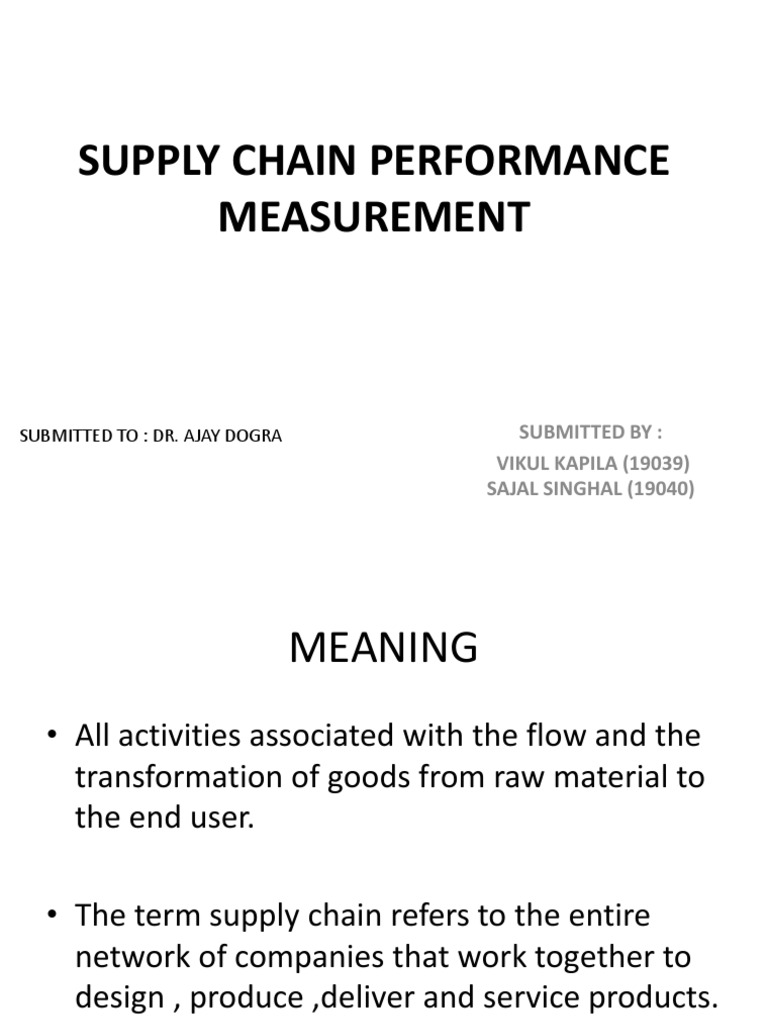 Supply Chain Performance Measurement | PDF | Supply Chain | Inventory