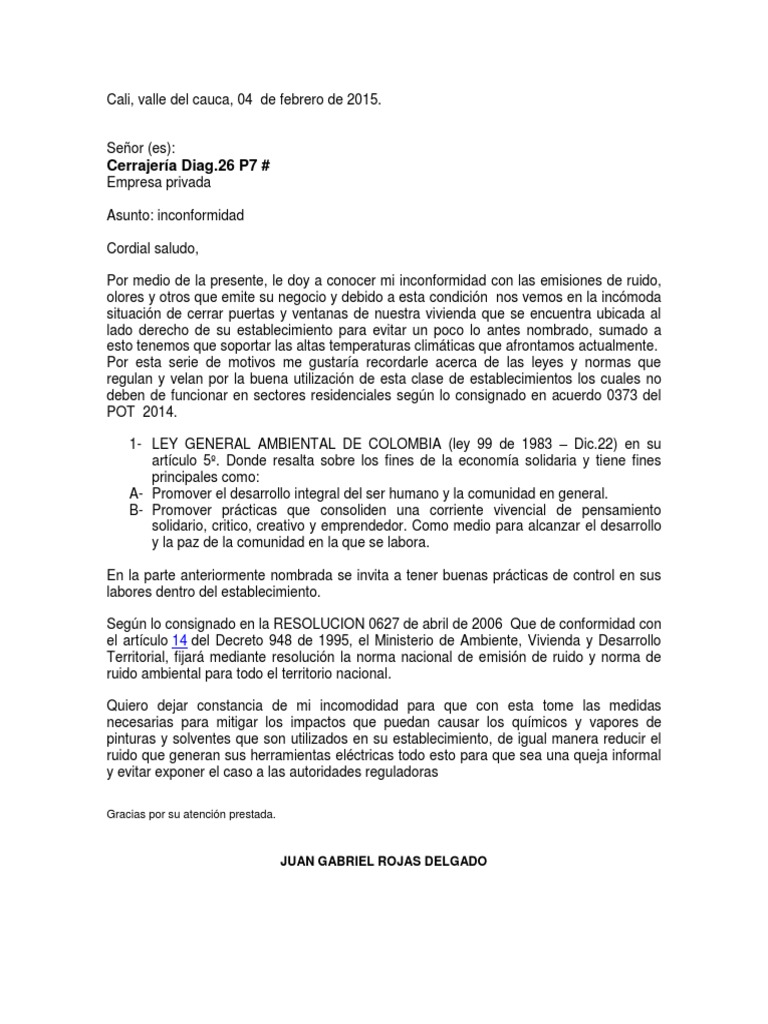 Carta de Queja | PDF | Economias