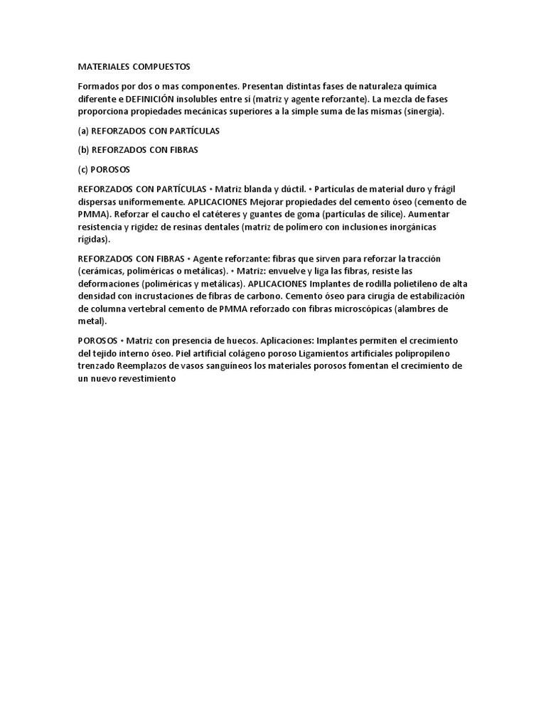 Biomateriales Compuestos | PDF | Hueso | Material compuesto