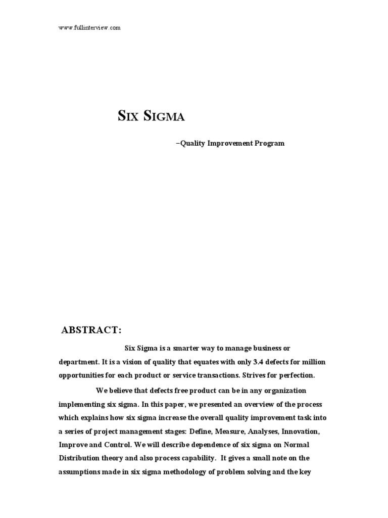 IX Igma - : Abstract | Download Free PDF | Six Sigma | Business Process