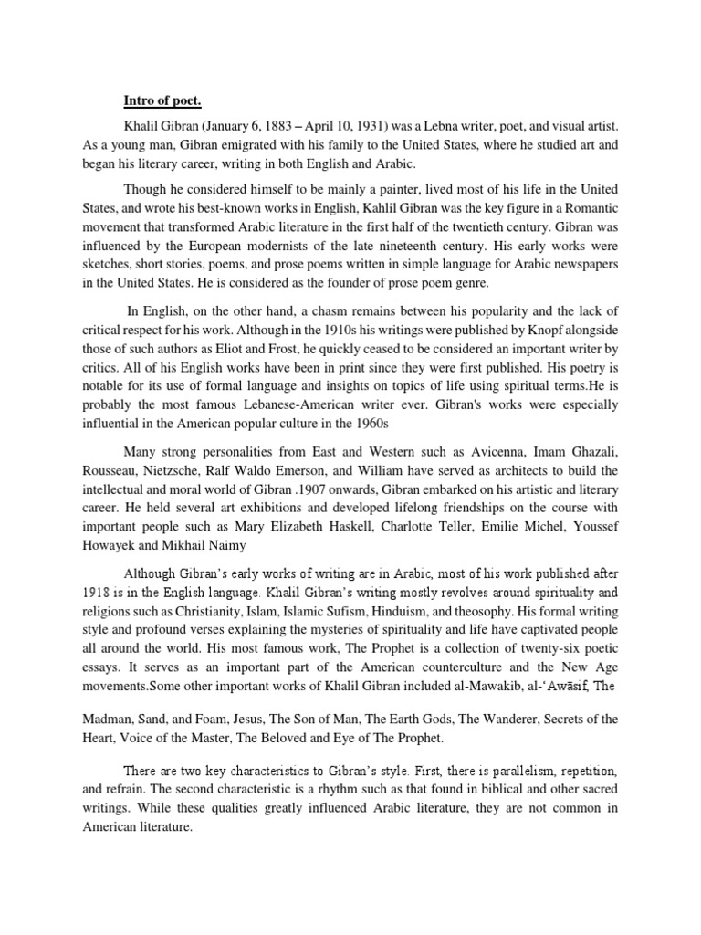 Khalil Gibran Poems | PDF | Kahlil Gibran | Love