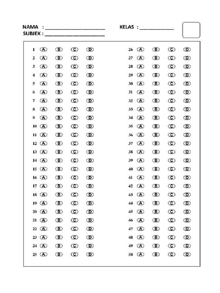 Borang Omr 50 Soalan PDF | PDF