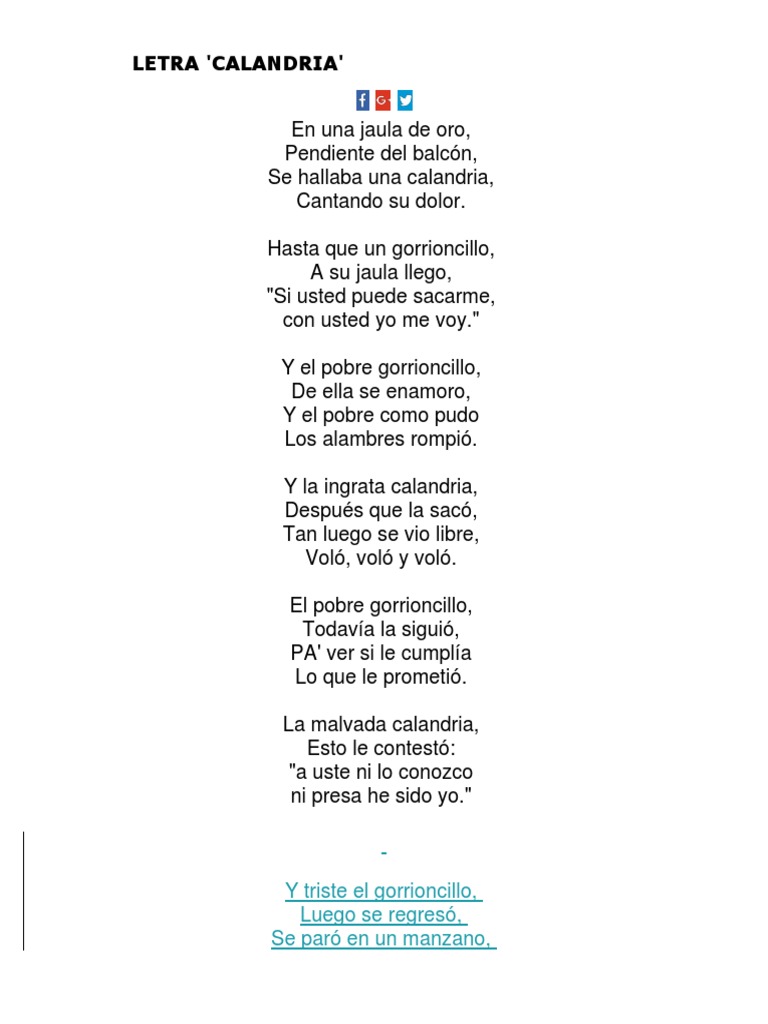 LETRA Calandria | PDF | Poesía
