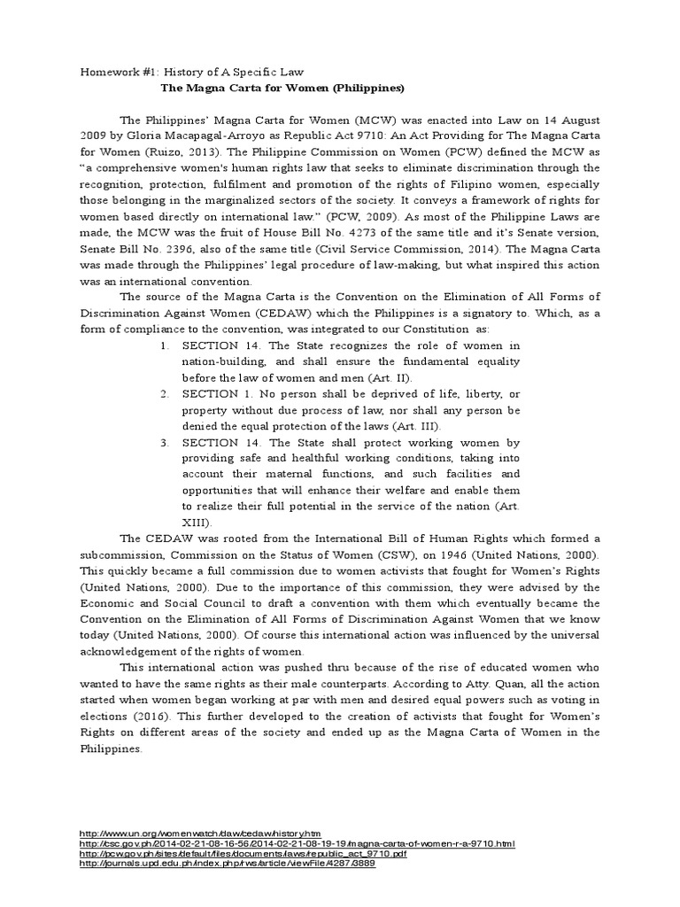 History of The Magna Carta of Women in The Philippines | PDF | Applied ...
