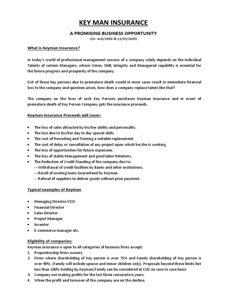 Keyman Insurance | PDF | Insurance | Partnership