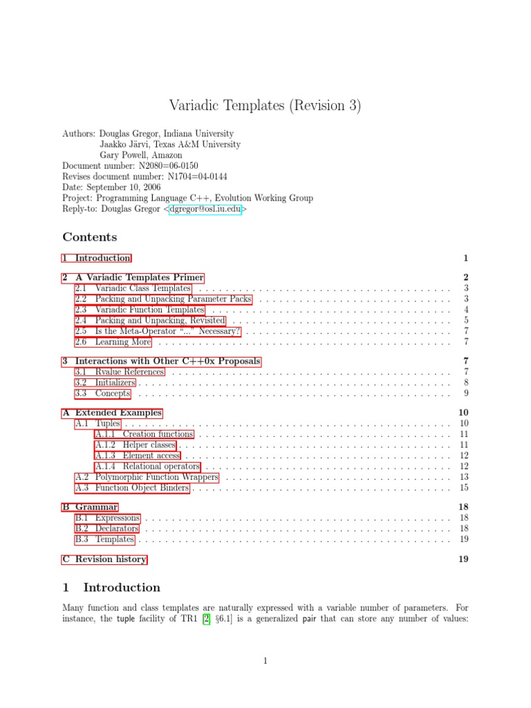 C++ Variadic Functions and Templates | PDF | Parameter (Computer ...