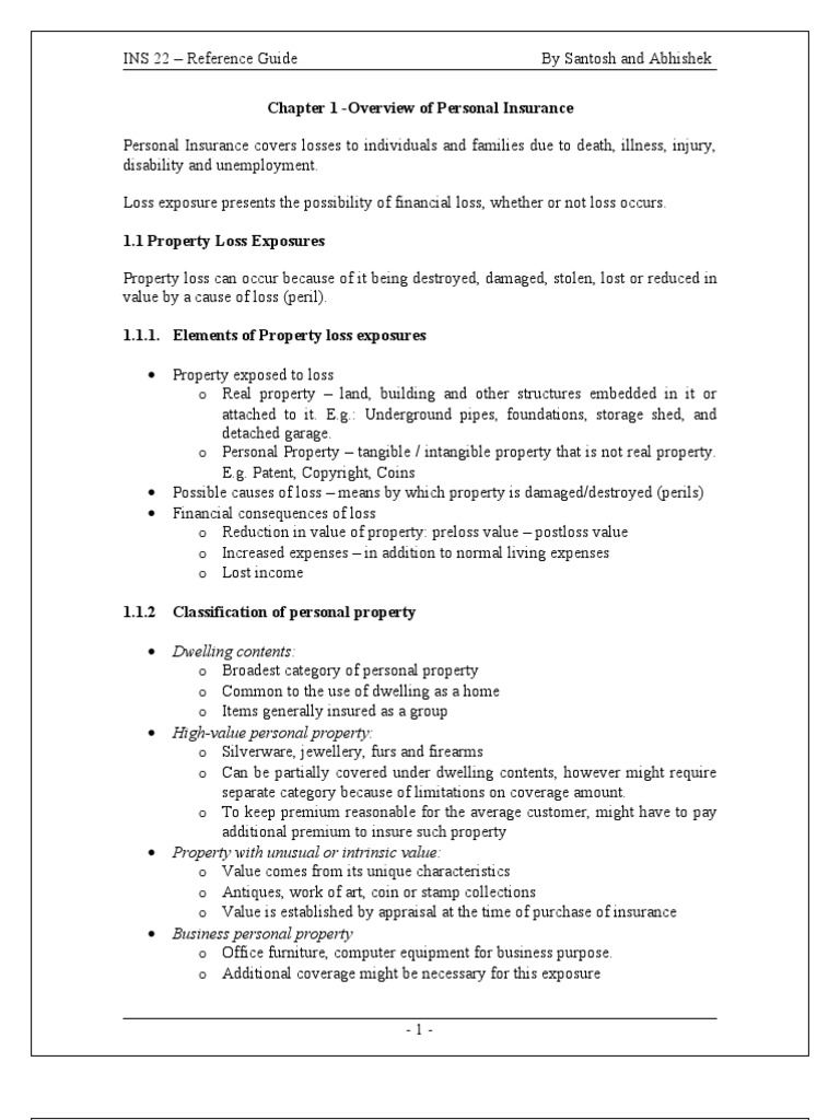 INS 22 Guide Overview of Personal Insurance | PDF | Vehicle Insurance ...
