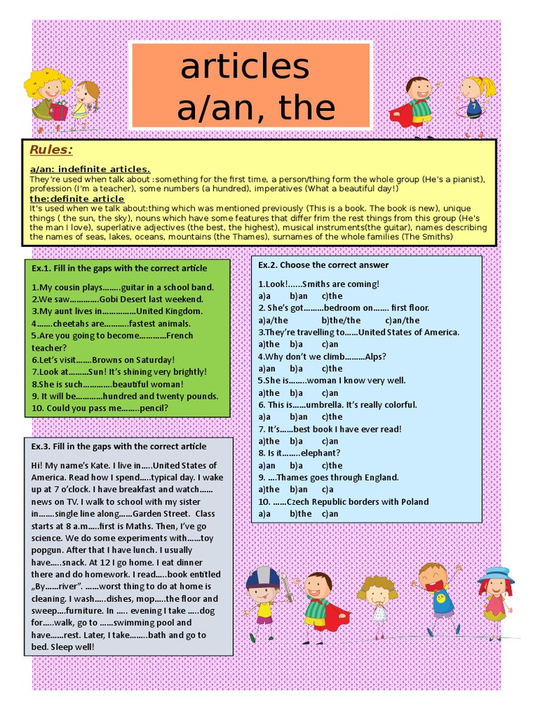 Article Aan The Grammar Drills 94847 | PDF | Morphology | Rules