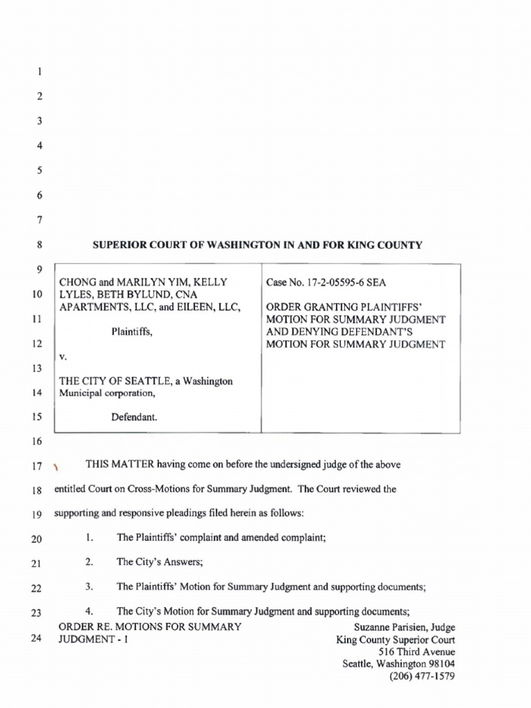 Order Granting Plaintiffs' Motion For Summary Judgment and Denying ...