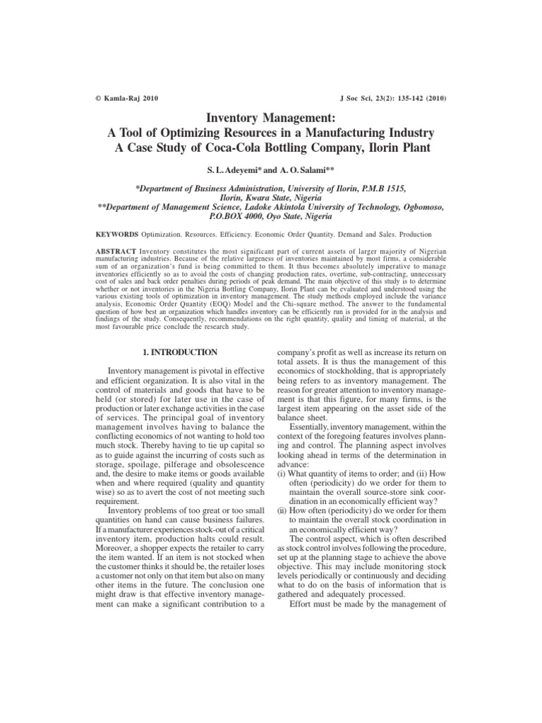 Inventory Management | PDF | Inventory | Mathematical Optimization