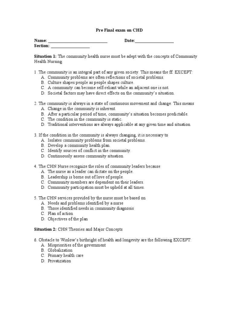 CHN and Copar Exam Complete | PDF | Preventive Healthcare | Health Care