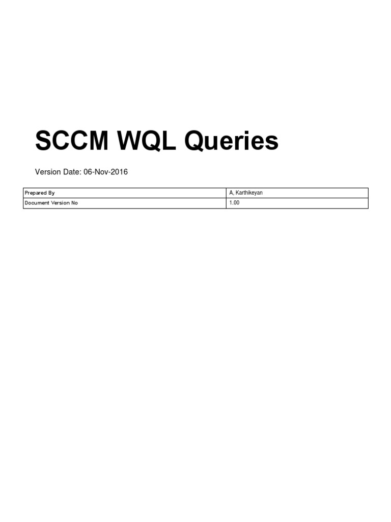 Wq03 - SCCM WQL Queries 3 | PDF