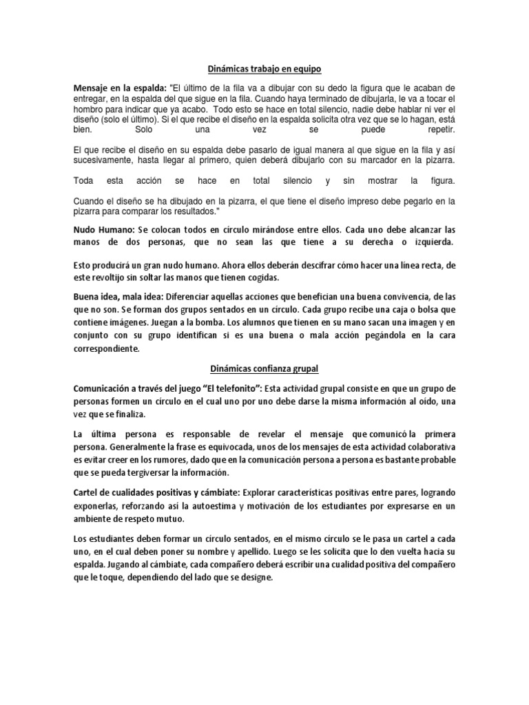 Dinámicas para Fomentar Trabajo en Equipo | PDF | Ocio