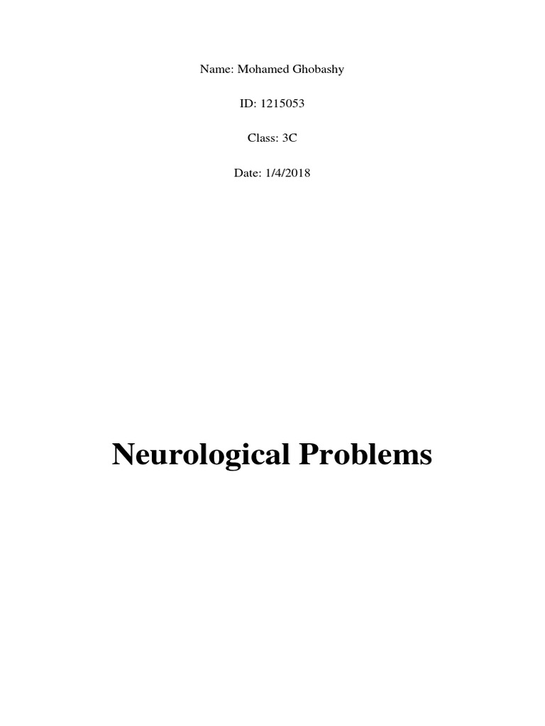 Neurological Problems | PDF | Nervous System | Stroke