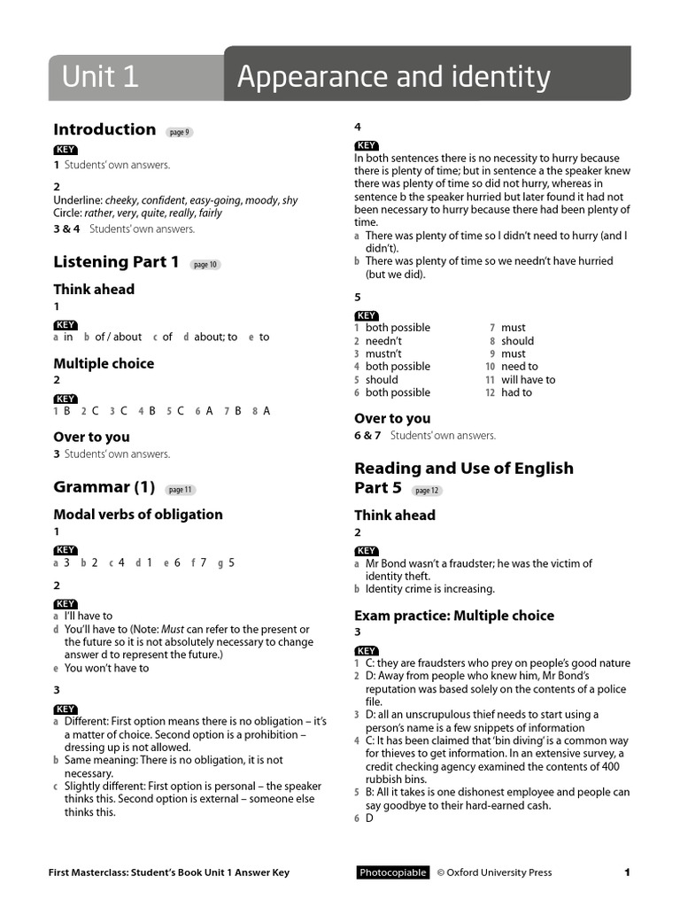 First Masterclass (2015) Key PDF | PDF | Essays | Question