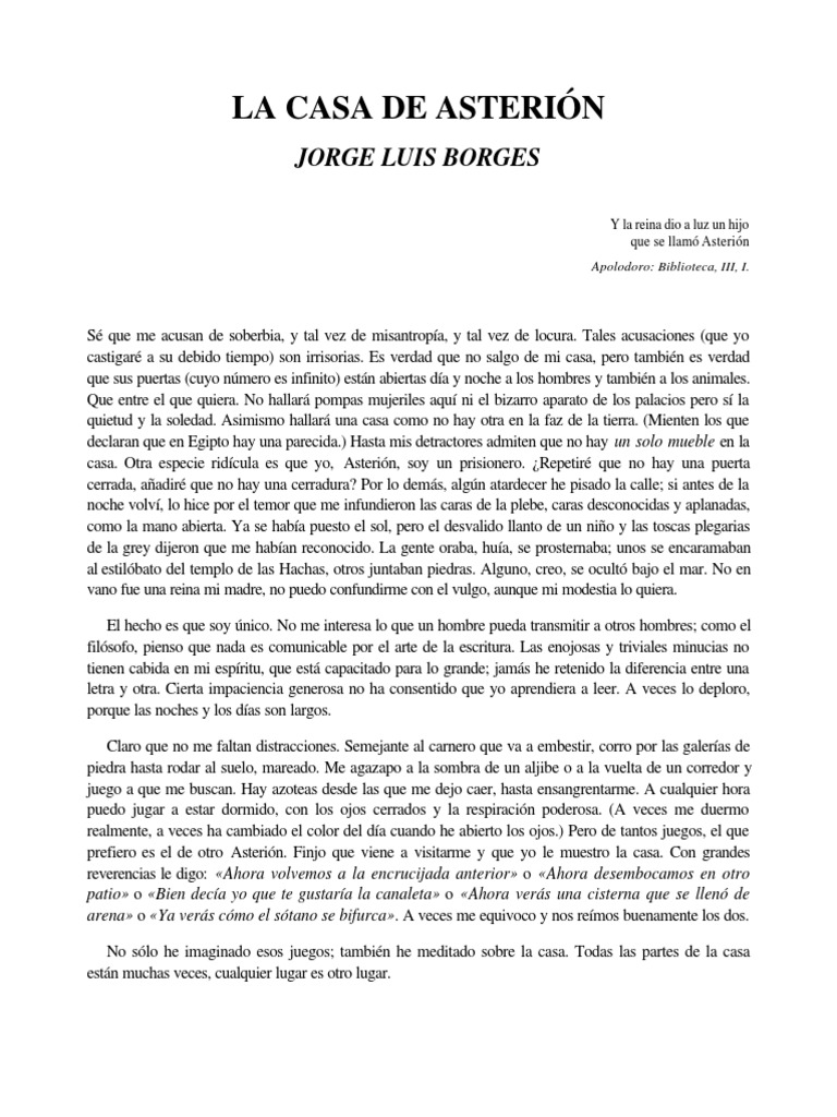 Jorge Luis Borges - La Casa de Asterion PDF | PDF