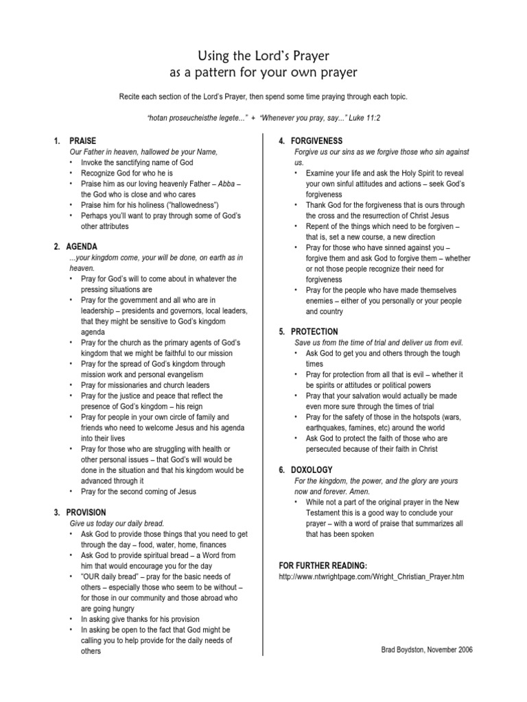 Lords Prayer Prayer Pattern | PDF | Lord's Prayer | God In Christianity